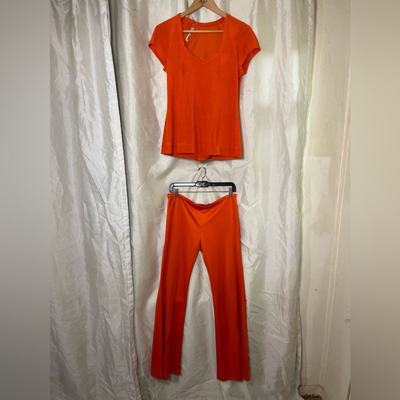 Pants & Jumpsuits | Vtg 7s Retro Bright Neon Orange Terry Cloth Top W ...
